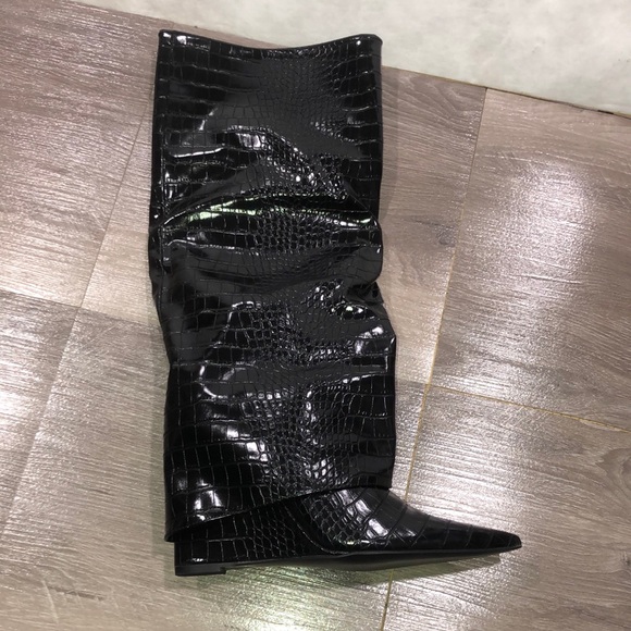 Steve Madden | Shoes | Steve Madden Paltrow Black Croc Over The Knee ...
